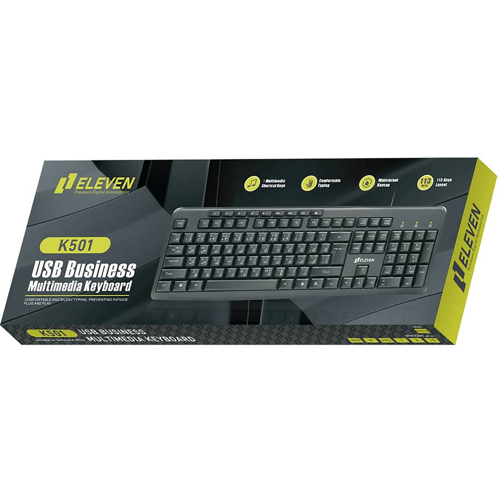 کیبورد سیم دار ELEVEN مدل K501 با حروف فارسی - فروشگاه اینترنتی ونوس رایانه